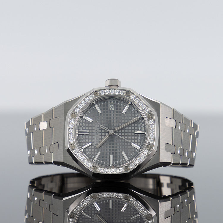 Audemars Piguet Royal Oak 37mm Steel Diamond Bezel Grey Dial 15551ST.ZZ ...