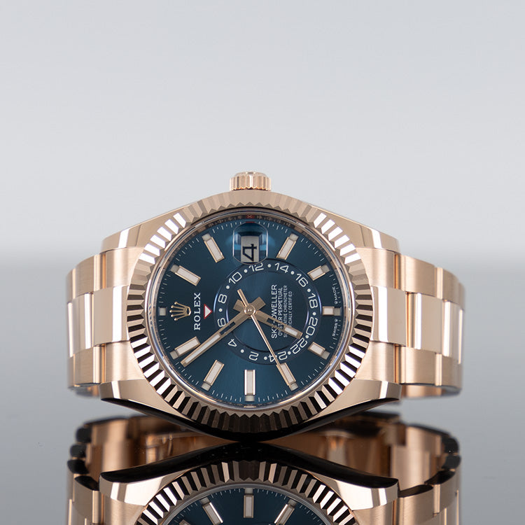 Rolex Sky-Dweller 42mm Rose Gold Blue Dial 336935 – Styleout Watches